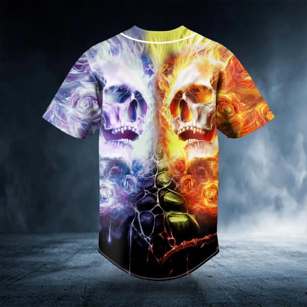 Enemy Fire Skull Baseball Jersey - Skull & Viking Graphic Tees | 3D All ...