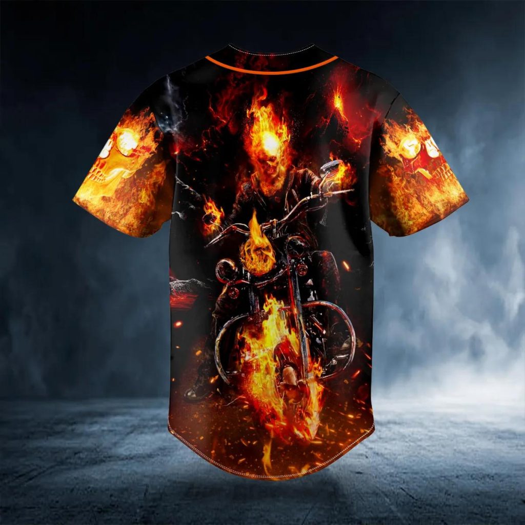 Fire Ghost Racer Skull Custom Baseball Jersey - Skull & Viking Graphic ...
