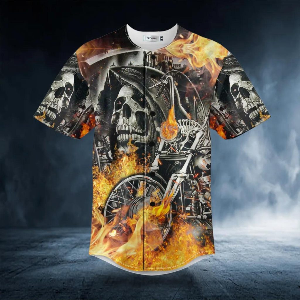 Grim Reaper Dead Racer Skull Baseball Jersey - Skull & Viking Graphic ...