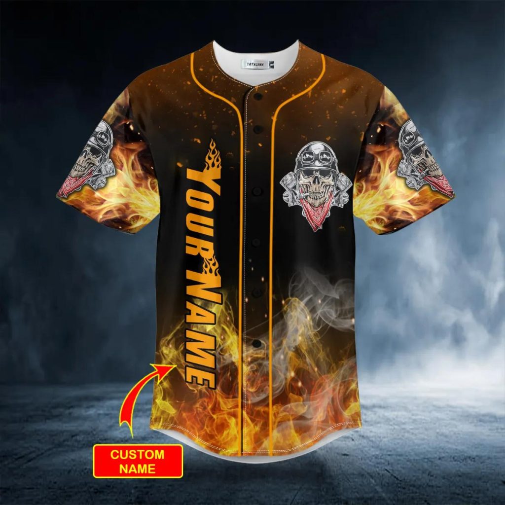 Grim Reaper Ghost Racer Fire Skull Custom Baseball Jersey - Skull & Viking Graphic Tees | 3D All ...