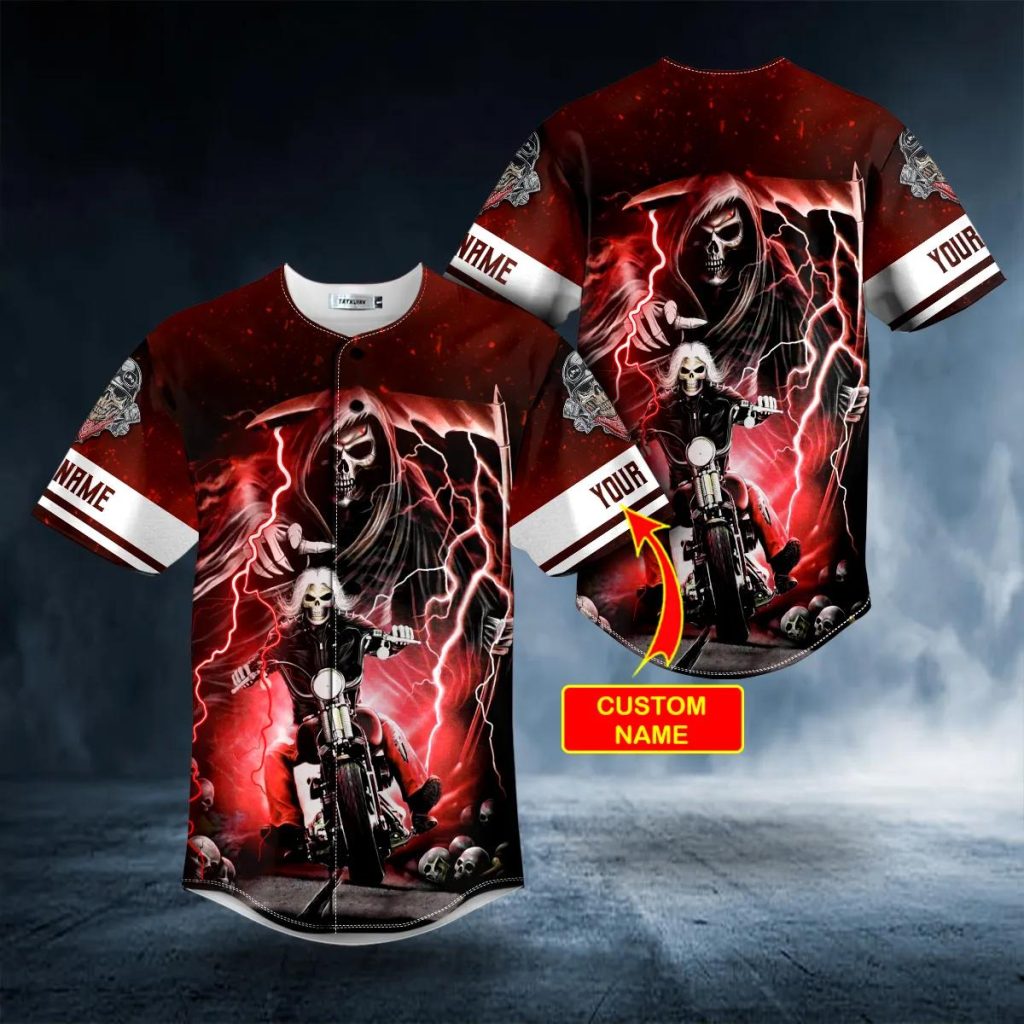 Grim Reaper The Hunt Ghost Rider Skull Custom Baseball Jersey - Skull ...