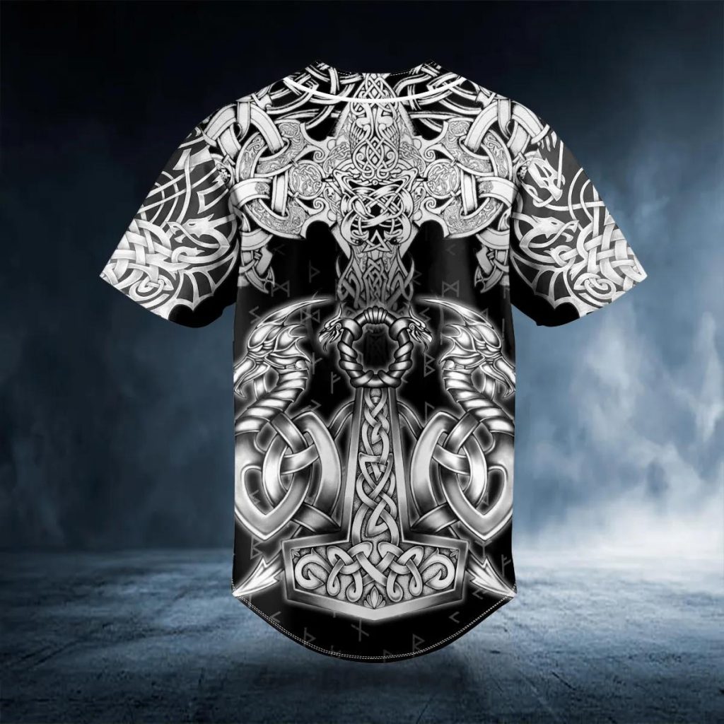 Norse Myth Viking Dragons Tattoo Custom Baseball Jersey - Skull ...