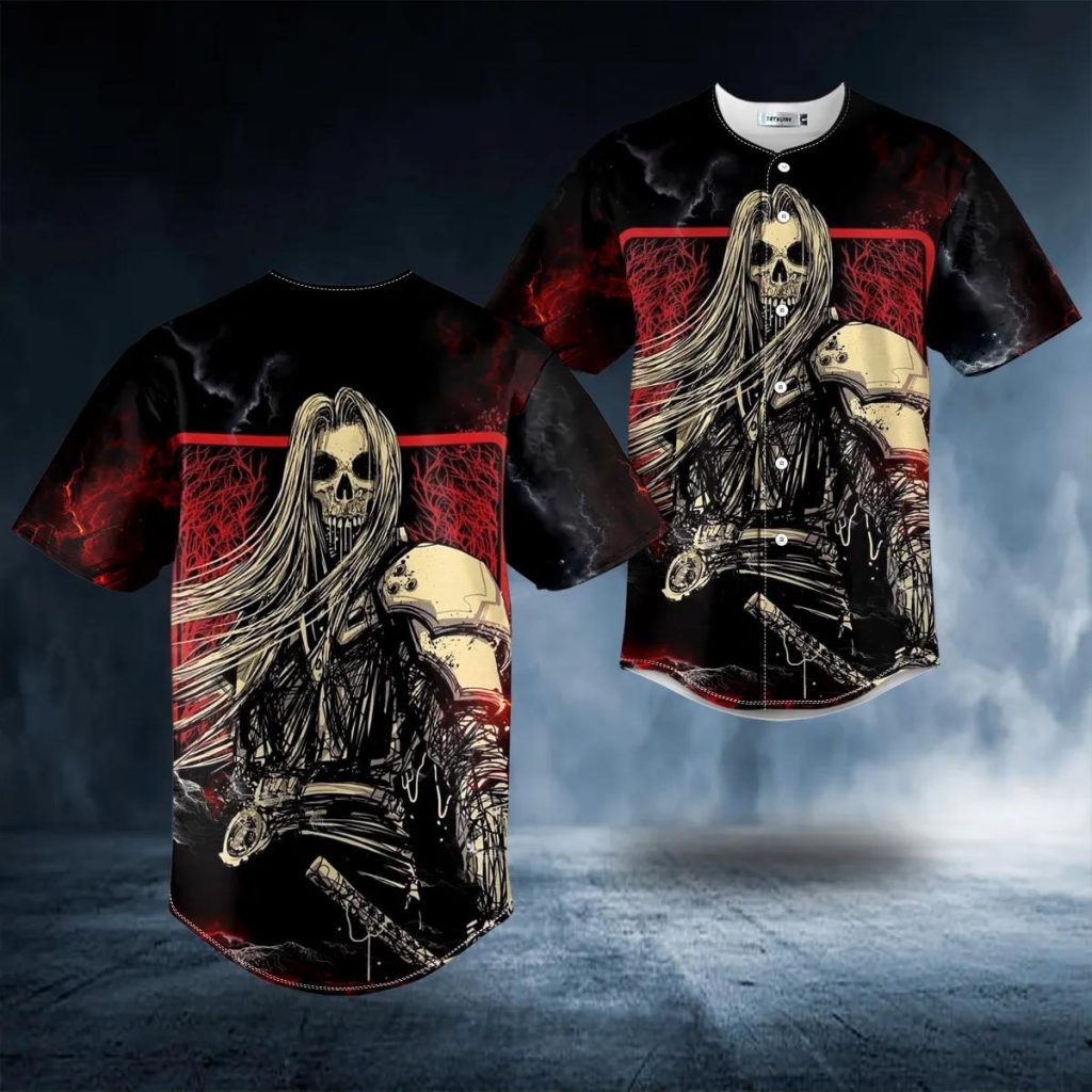 Samurai Grim Reaper Baseball Jersey - Skull & Viking Graphic Tees | 3D ...