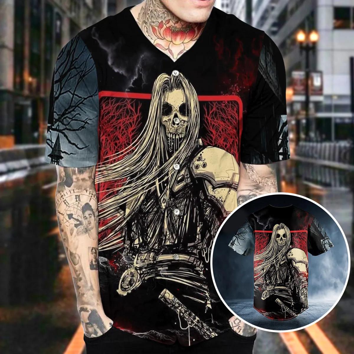 Samurai Grim Reaper Baseball Jersey - Skull & Viking Graphic Tees | 3D ...
